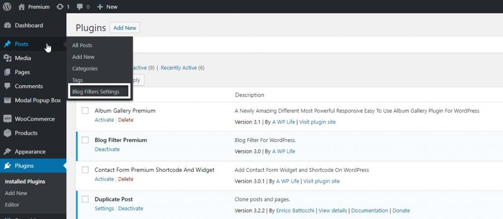 Help and Documentation for Blog Filter Premium WordPress Plugin